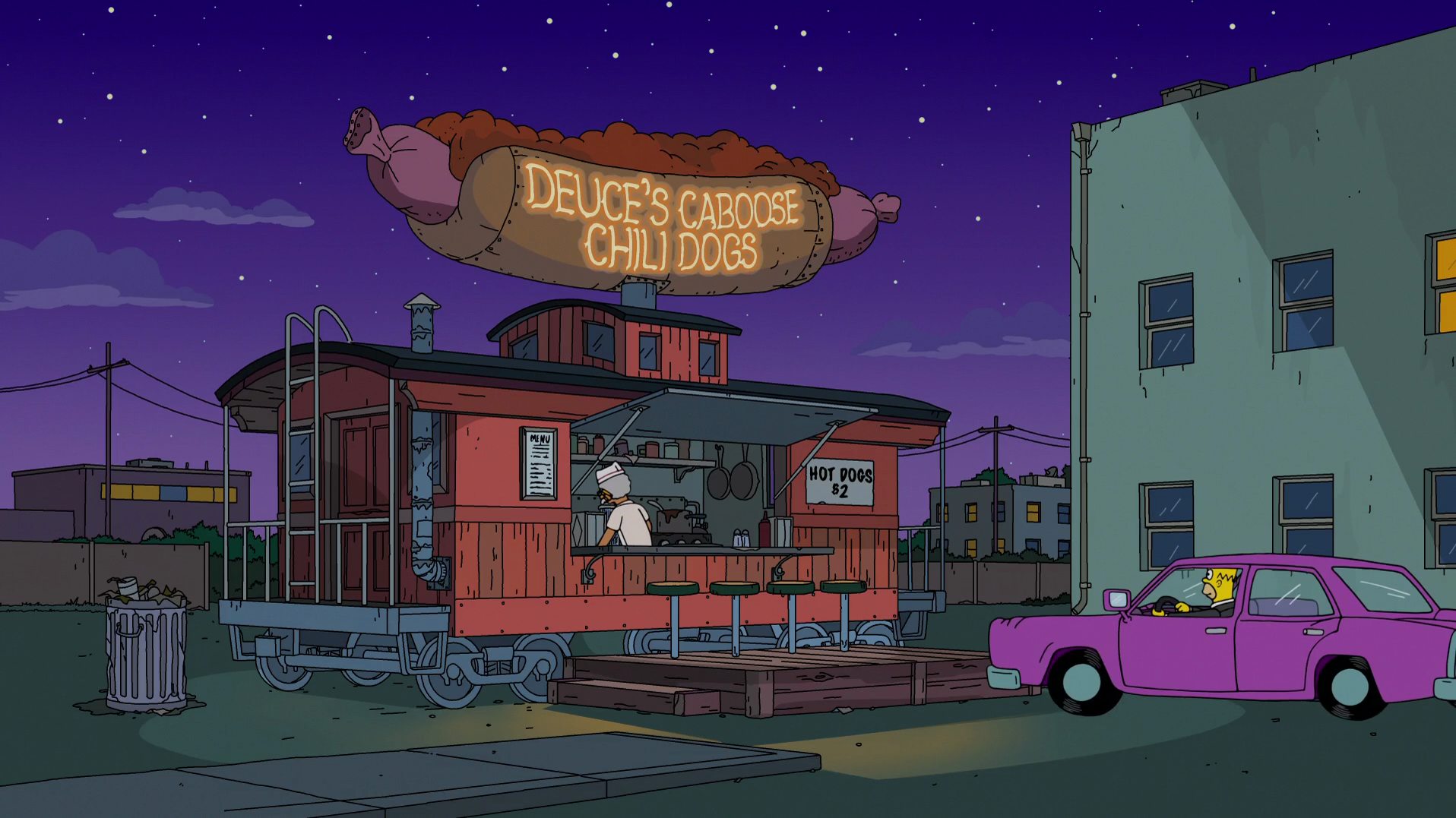Deuce's Caboose Chili Dogs - Wikisimpsons, the Simpsons Wiki