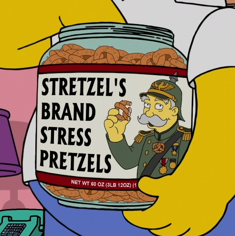 Stretzel's Brand Stress Pretzels - Wikisimpsons, the Simpsons Wiki