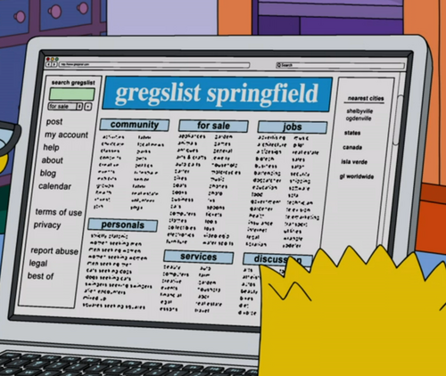 Gregslist - Wikisimpsons, the Simpsons Wiki