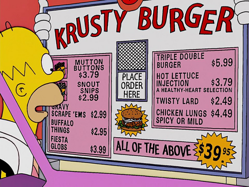 Krusty Burger Menu - Wikisimpsons, the Simpsons Wiki