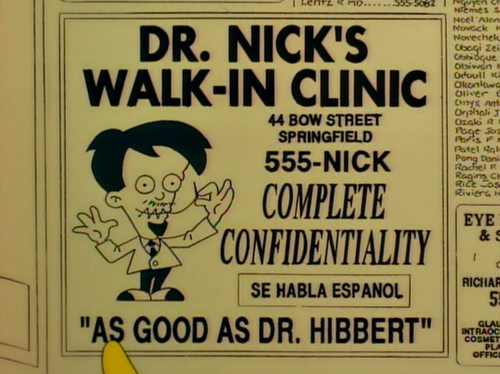 Dr. Nick's Walk-In Clinic - Wikisimpsons, the Simpsons Wiki